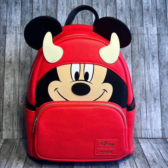 Loungefly | Bags | Loungefly Red And Black Mickey Mouse Devil Horns ...